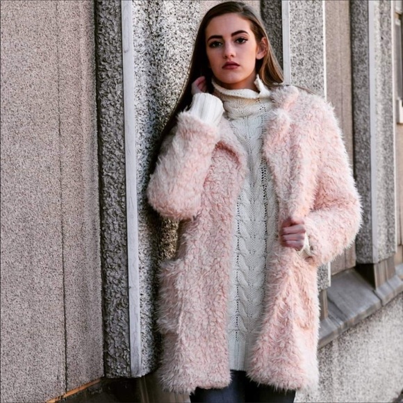 Jackets & Coats | Blush Colored Shag Jacket Trending Now Rare | Poshmark